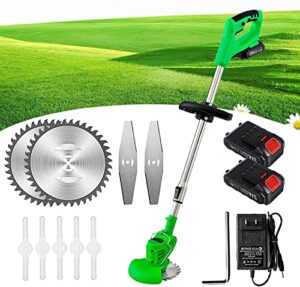 lawn mower electric lawn mower 24 v corded brush cutter to remove weeds from trees and flower beds grass cutting machine for agricultural land lawn edging tool (2 batteries and 1 charger ginolei