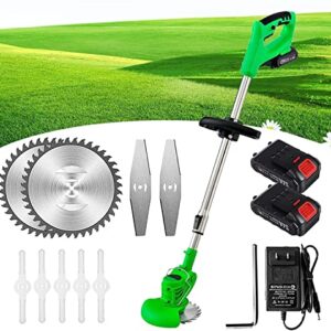 Lawn Mower Electric Lawn Mower 24 V Corded Brush Cutter to Remove Weeds from Trees and Flower beds Grass Cutting Machine for Agricultural Land Lawn Edging Tool (2 Batteries and 1 Charger GINOLEI