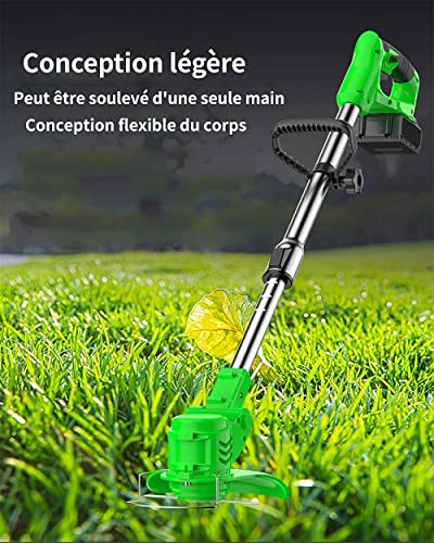 Lawn Mower Electric Lawn Mower 24 V Corded Brush Cutter to Remove Weeds from Trees and Flower beds Grass Cutting Machine for Agricultural Land Lawn Edging Tool (2 Batteries and 1 Charger GINOLEI