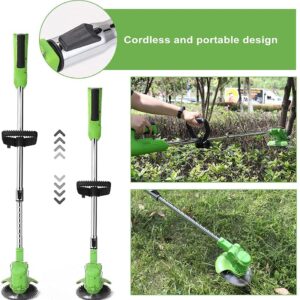 Lawn Mower Electric Lawn Mower 24 V Corded Brush Cutter to Remove Weeds from Trees and Flower beds Grass Cutting Machine for Agricultural Land Lawn Edging Tool (2 Batteries and 1 Charger GINOLEI