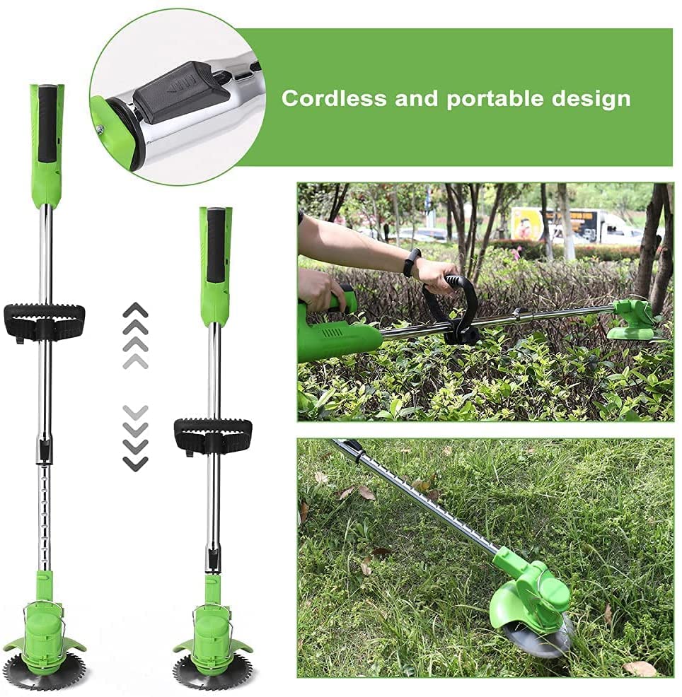 Lawn Mower Electric Lawn Mower 24 V Corded Brush Cutter to Remove Weeds from Trees and Flower beds Grass Cutting Machine for Agricultural Land Lawn Edging Tool (2 Batteries and 1 Charger GINOLEI