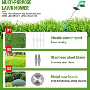 Lawn Mower Electric Lawn Mower 24 V Corded Brush Cutter to Remove Weeds from Trees and Flower beds Grass Cutting Machine for Agricultural Land Lawn Edging Tool (2 Batteries and 1 Charger GINOLEI