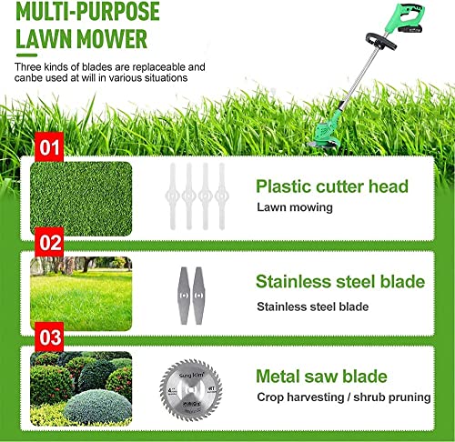 Lawn Mower Electric Lawn Mower 24 V Corded Brush Cutter to Remove Weeds from Trees and Flower beds Grass Cutting Machine for Agricultural Land Lawn Edging Tool (2 Batteries and 1 Charger GINOLEI