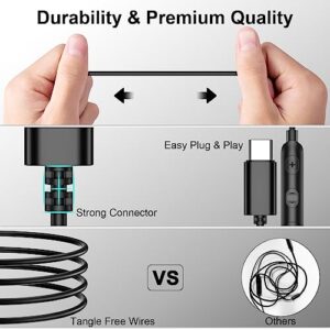 USB C Headphone Type C Earphone Magnetic Wired Earbud for Samsung Galaxy Z Fllip 5 Fold A53 A54 S23 S22 S21 S20 in-Ear Noise Canceling Stereo Headset with Microphone for School Google Pixel 6a 7a 7 6