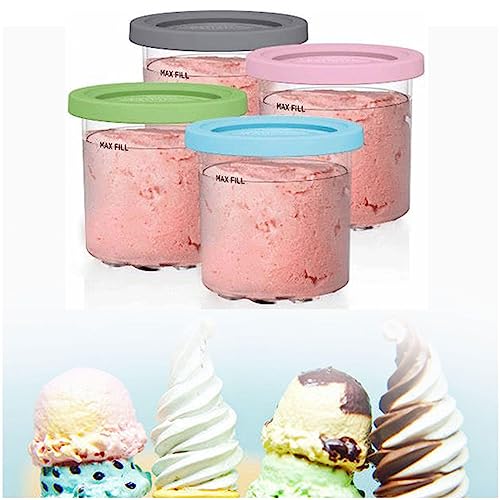 Creami Containers, for Creami Ninja Ice Cream Deluxe,16 OZ Pint Storage Containers Airtight,Reusable Compatible with NC299AMZ,NC300s Series Ice Cream Makers