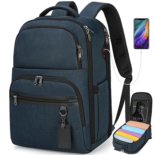 NUBILY Laptop Backpack 17 Inch Large Business Travel Backpacks for Men Women Waterproof Computer Backpack for Work College Bookbag TSA Friendly Carry on Backpack with USB Port, Blue