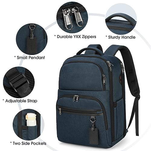 NUBILY Laptop Backpack 17 Inch Large Business Travel Backpacks for Men Women Waterproof Computer Backpack for Work College Bookbag TSA Friendly Carry on Backpack with USB Port, Blue