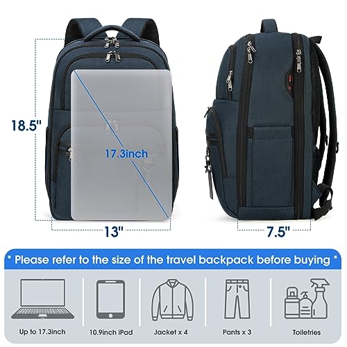 NUBILY Laptop Backpack 17 Inch Large Business Travel Backpacks for Men Women Waterproof Computer Backpack for Work College Bookbag TSA Friendly Carry on Backpack with USB Port, Blue