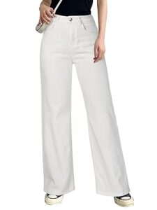 hdlte women's wide leg jeans high waist baggy jeans loose boyfriends jeans white