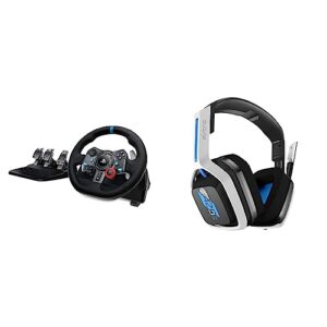 logitech g29 driving force racing wheel + floor pedals + astro a20 gaming headset bundle - ps5/ps4/pc