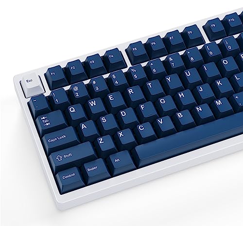 kfaPBT White on Navy Keycap Set for Mechanical Keyboard, 152 Keys Set Custom Keycap Set, Cherry Profile, Compatiable with 100%, 75%, 65%, 60% Keyboards