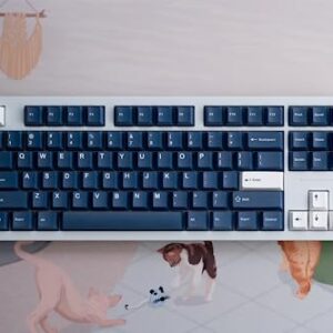 kfaPBT White on Navy Keycap Set for Mechanical Keyboard, 152 Keys Set Custom Keycap Set, Cherry Profile, Compatiable with 100%, 75%, 65%, 60% Keyboards