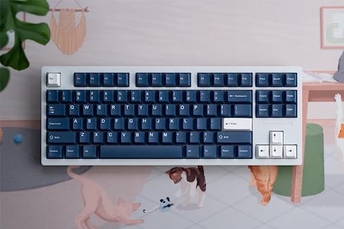 kfaPBT White on Navy Keycap Set for Mechanical Keyboard, 152 Keys Set Custom Keycap Set, Cherry Profile, Compatiable with 100%, 75%, 65%, 60% Keyboards