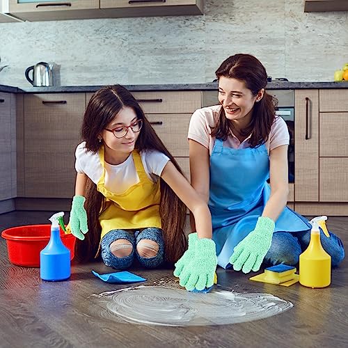 Sibba 2pcs Microfiber Dusting Mitt Gloves Auto Household Cleaning Mittens Cloth Reusable Washable Gloves for Men Women Kitchen House Blinds Plants Mirrors Lamps Car Cleaning (Cyan)