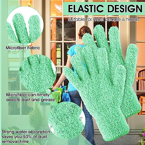 Sibba 2pcs Microfiber Dusting Mitt Gloves Auto Household Cleaning Mittens Cloth Reusable Washable Gloves for Men Women Kitchen House Blinds Plants Mirrors Lamps Car Cleaning (Cyan)