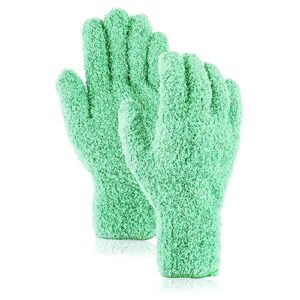 Sibba 2pcs Microfiber Dusting Mitt Gloves Auto Household Cleaning Mittens Cloth Reusable Washable Gloves for Men Women Kitchen House Blinds Plants Mirrors Lamps Car Cleaning (Cyan)