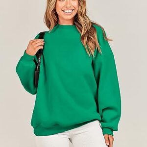 Caracilia Fleece Oversized Sweatshirts for Women Long Sleeve Loose Fit Comfy Pullover Sweater Fall Warm Hoodie Sweatshirt Winter Fashion 2023 Cute Dressy Shirt Teen Girls A1019cuilv-S Green