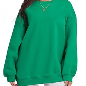 Caracilia Fleece Oversized Sweatshirts for Women Long Sleeve Loose Fit Comfy Pullover Sweater Fall Warm Hoodie Sweatshirt Winter Fashion 2023 Cute Dressy Shirt Teen Girls A1019cuilv-S Green