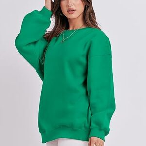 Caracilia Fleece Oversized Sweatshirts for Women Long Sleeve Loose Fit Comfy Pullover Sweater Fall Warm Hoodie Sweatshirt Winter Fashion 2023 Cute Dressy Shirt Teen Girls A1019cuilv-S Green