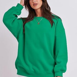 Caracilia Fleece Oversized Sweatshirts for Women Long Sleeve Loose Fit Comfy Pullover Sweater Fall Warm Hoodie Sweatshirt Winter Fashion 2023 Cute Dressy Shirt Teen Girls A1019cuilv-S Green