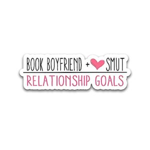 miraki book boyfriend + smut sticker, book lover sticker, planner sticker, water assitant die-cut vinyl stickers decals for laptop phone kindle journal water bottles, sticker for women