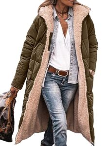 prettygarden women's 2023 fall fashion coats casual loose fleece long hooded jackets outerwear (light army green,small)