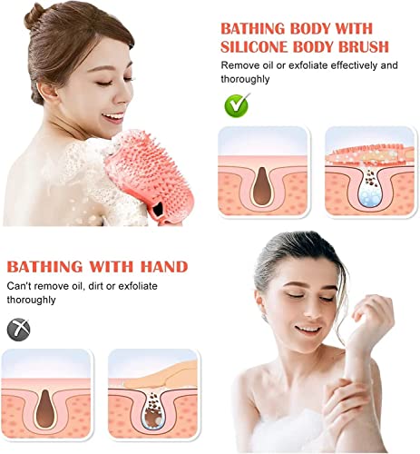 Silicone Body Scrubber for Use in Shower: Silicone Loofah for Men Women with Two Sides - Body Exfoliator Brush for Massage and Foam