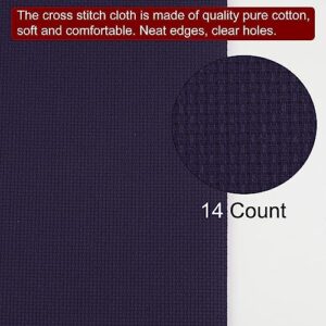 HARFINGTON 14 Count Cross Stitch Cloth 20 by 28 Inch Cross Stitch Fabric Classic Reserve Embroidery Cloth for Craft Embroidery, Handmade Needlework, DIY Handicrafts, Navy Blue