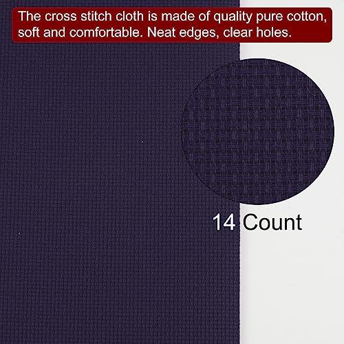 HARFINGTON 14 Count Cross Stitch Cloth 20 by 28 Inch Cross Stitch Fabric Classic Reserve Embroidery Cloth for Craft Embroidery, Handmade Needlework, DIY Handicrafts, Navy Blue