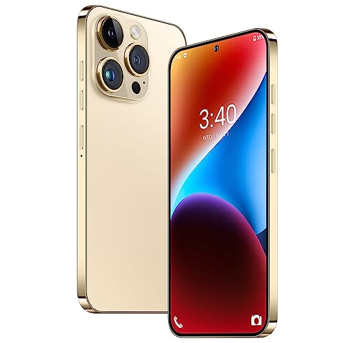 xixaomiro i14Pro Max Unlocked 5G Cellphone Android Smartphone Mobile Phone, 8GB RAM, 512GB ROM 1TB Expandable, 6.8'' FHD Screen, 6000mAh Battery, Dual Sim Card, 48+13MP Camera (Golden)