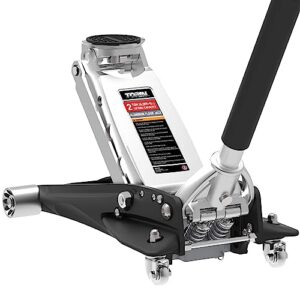 torin t820010lt hydraulic low profile aluminum floor jack: 2 ton (4,000 lb) capacity, black