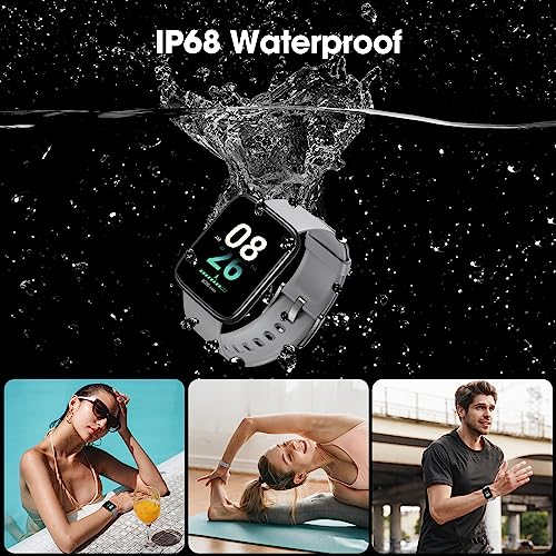 EURANS Smart Watch 44mm, AMOLED Always-on Display Fitness Watch with Heart Rate/Sleep Monitor Steps Calories Counter, IP68 Waterproof Activity Tracker Compatible with Android iOS