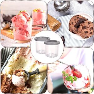 TOYMIS 2pcs Creamy Pints And Lids, Ninja Creamy Pints And Lids Ice Cream Storage Containers Ice Cream Plastic Cups Storage Compatible with NC500 NC501 Ice Cream Maker