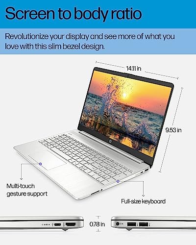 HP 15.6 Inch Business Laptop, AMD Ryzen 7 5700U, Windows 11 Pro, 32GB RAM, 1TB SSD, Full-Size Keyboard, WiFi 6, Bluetooth, Silver, PCM