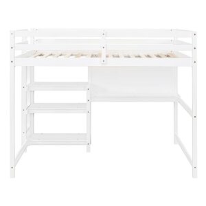 CITYLIGHT Full Size Loft Bed with Desk and Shelves, Wood Full Loft Bed with Desk &Writing Board, Sapce Saving Loft Bed Full for Kids, Boys,Girls,Teens,White