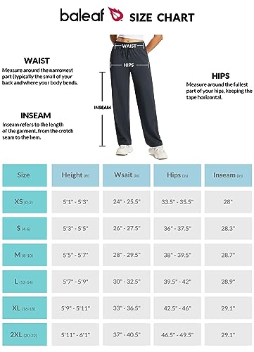 BALEAF Women's Straight Leg Sweatpants Quick Dry Athletic Casual Pants with Pockets Stretch Soft Lounge Workout Black Size M