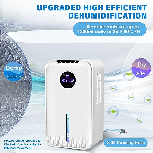 Dehumidifiers for Home Room Basement,88oz Dehumidifier With Drain Hose for Bathroom Bedroom Closet RV Camper (800Sq.ft)