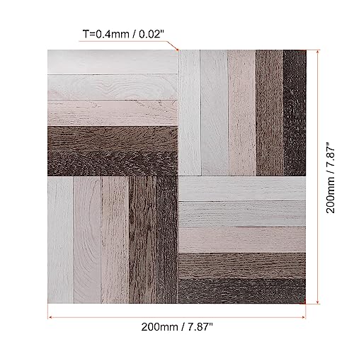 uxcell Peel and Stick Floor Wall Tiles Sticker, 10Pcs 8"x8" Self-Adhesive Wood Grain Floor Stickers Matte Frosted Flooring Tiles for Kitchen Bathroom and Home Decor, Beige+Grey