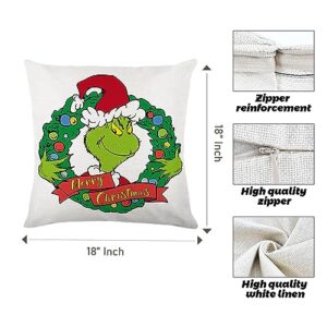 iKopink Christmas Pillow Covers - Christmas Throw Pillows Covers18x18 Set of 4,Pillow Covers for Christmas Decorations,Winter Farmhouse Cushion Cover for Sofa