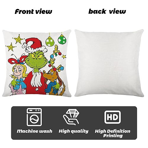 iKopink Christmas Pillow Covers - Christmas Throw Pillows Covers18x18 Set of 4,Pillow Covers for Christmas Decorations,Winter Farmhouse Cushion Cover for Sofa