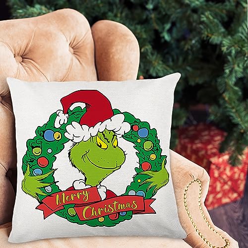 iKopink Christmas Pillow Covers - Christmas Throw Pillows Covers18x18 Set of 4,Pillow Covers for Christmas Decorations,Winter Farmhouse Cushion Cover for Sofa