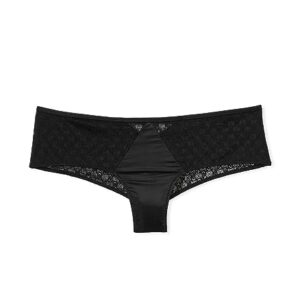 Victoria's Secret Icon T-Back Cheeky Panty, VS Monogram Lace, Hiphugger Underwear for Women, Very Sexy Collection, Black (M)