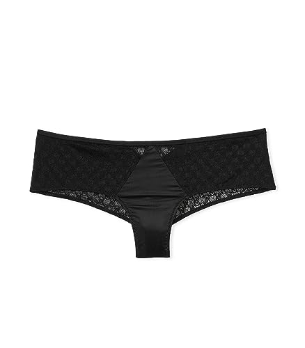 Victoria's Secret Icon T-Back Cheeky Panty, VS Monogram Lace, Hiphugger Underwear for Women, Very Sexy Collection, Black (M)