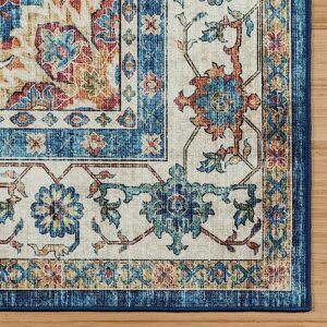 Gertmenian Indoor Printed Tufted Area Rug 5x7 Standard, No Slip Home Décor Rug for Entryway, Bedroom, Living Room, Center Medallion, Soha Blue, 25047