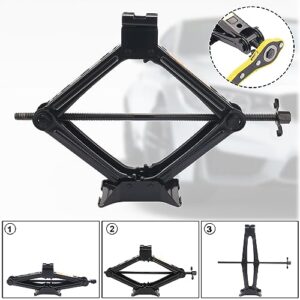 2 Set 2 Ton Scissor Jack for Car, with Hand Crank Portable Repair Tool Rust-Resistant for auto, SUV, Trailer, Station Wagon, by GENHAKON.