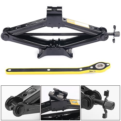 2 Set 2 Ton Scissor Jack for Car, with Hand Crank Portable Repair Tool Rust-Resistant for auto, SUV, Trailer, Station Wagon, by GENHAKON.