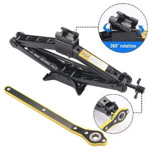 2 Set 2 Ton Scissor Jack for Car, with Hand Crank Portable Repair Tool Rust-Resistant for auto, SUV, Trailer, Station Wagon, by GENHAKON.