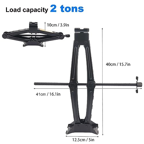 2 Set 2 Ton Scissor Jack for Car, with Hand Crank Portable Repair Tool Rust-Resistant for auto, SUV, Trailer, Station Wagon, by GENHAKON.