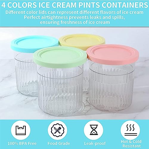 Creami Pints, for Ninja Creami Deluxe,24 OZ Ice Cream Pint Dishwasher Safe,Leak Proof Compatible with NC500,NC501 Series Ice Cream Makers