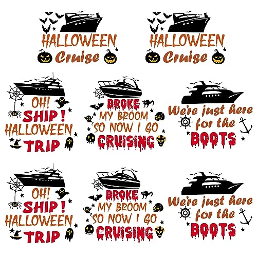 8 Pcs Halloween Magnetic Stickers Pumpkin, Ghost, Witch Hat, Bat, Skull Car Magnets for Halloween Decorations Cruise Door, Carnival Cruise Ships, Fridge, Garage Door